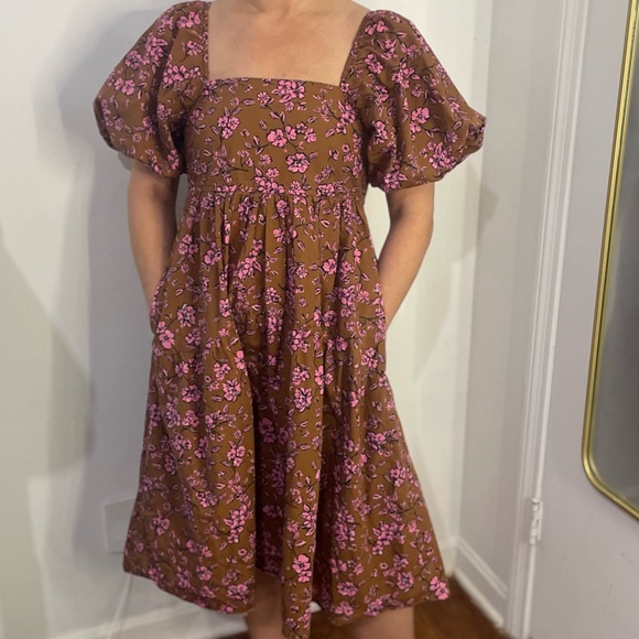 Polagram | Dresses | Polagram Brown And Pink Floral Midi Dress | Poshmark